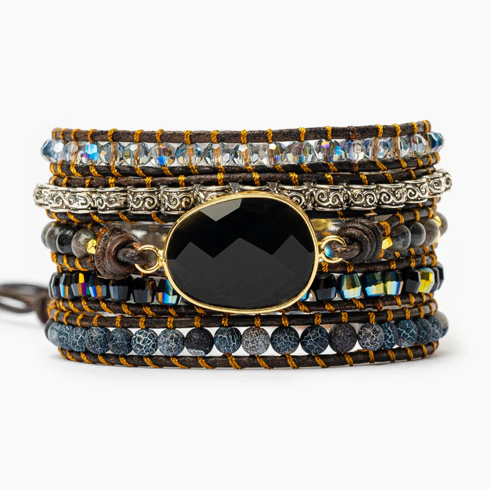 Onyx Moonlight Protection Wrap Bracelet – Chocolate Tulip